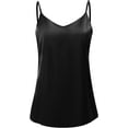 Womens Silk Satin Camisole Plus Size Tank Tops V Neck Casual Cami Sleeveless Blouses Summer ...