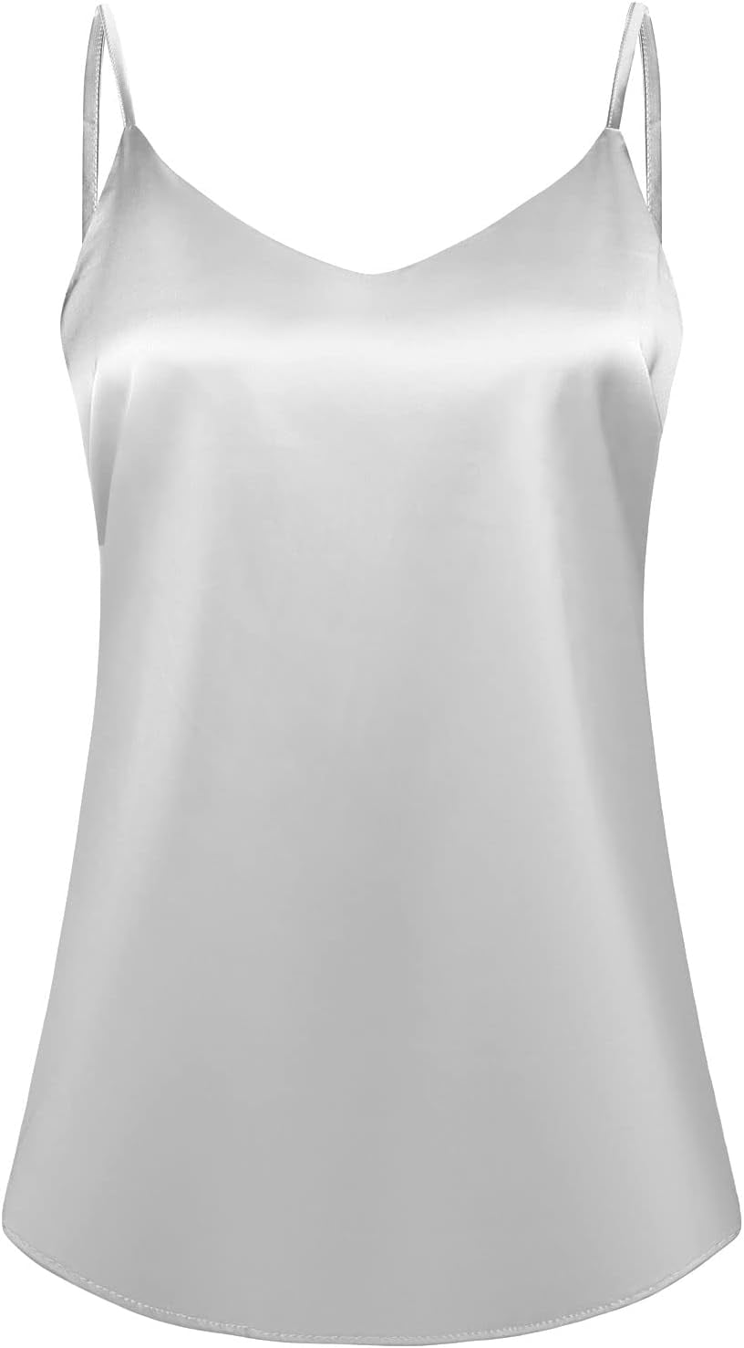 Womens Silk Satin Camisole Plus Size Tank Tops V Neck Casual Cami