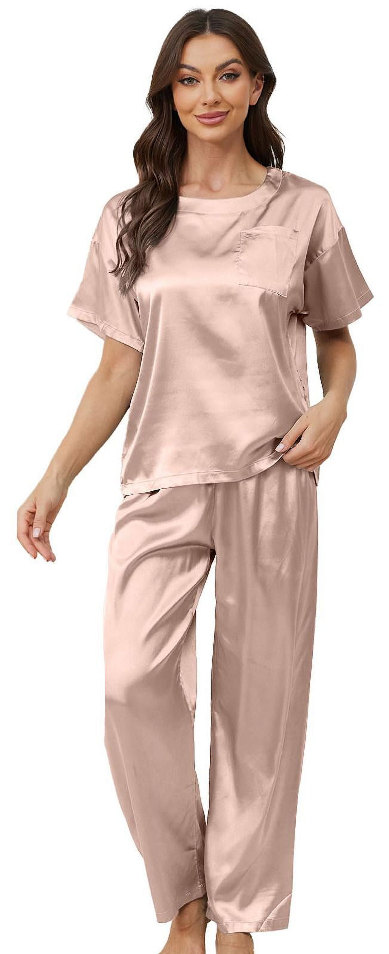 Womens Silk Satin Pajama Set, PUTUO Womens Pajamas, Soft Luxurious ...