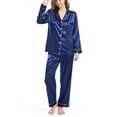 Women's Silk Satin Long Sleeve Pajama Set with Pants - Two-piece ...