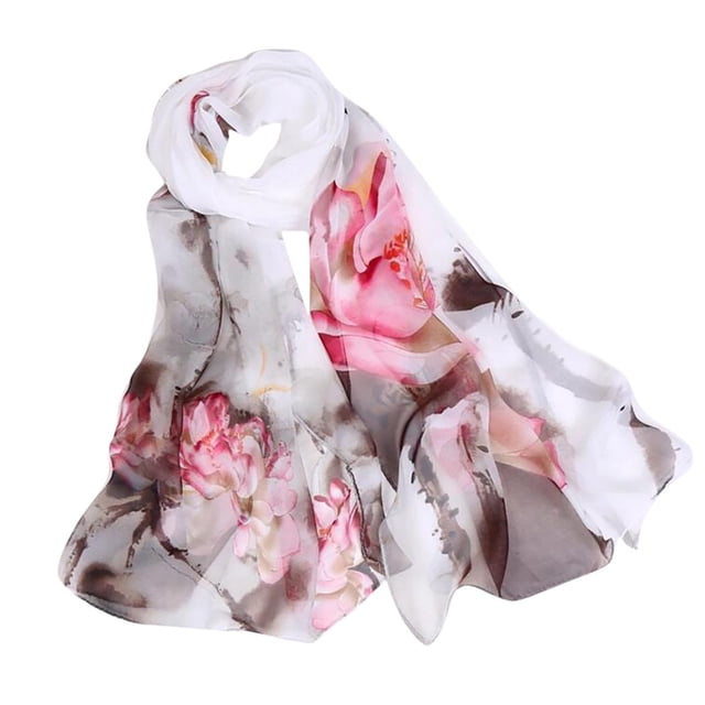 Womens Silk Scarf Printing Long Soft Wrap Scarf Ladies Shawl Scarves ...