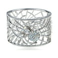 Womens Silvery Tone Filigree Clear Rhinestone Crystal Spider Web Witch ...