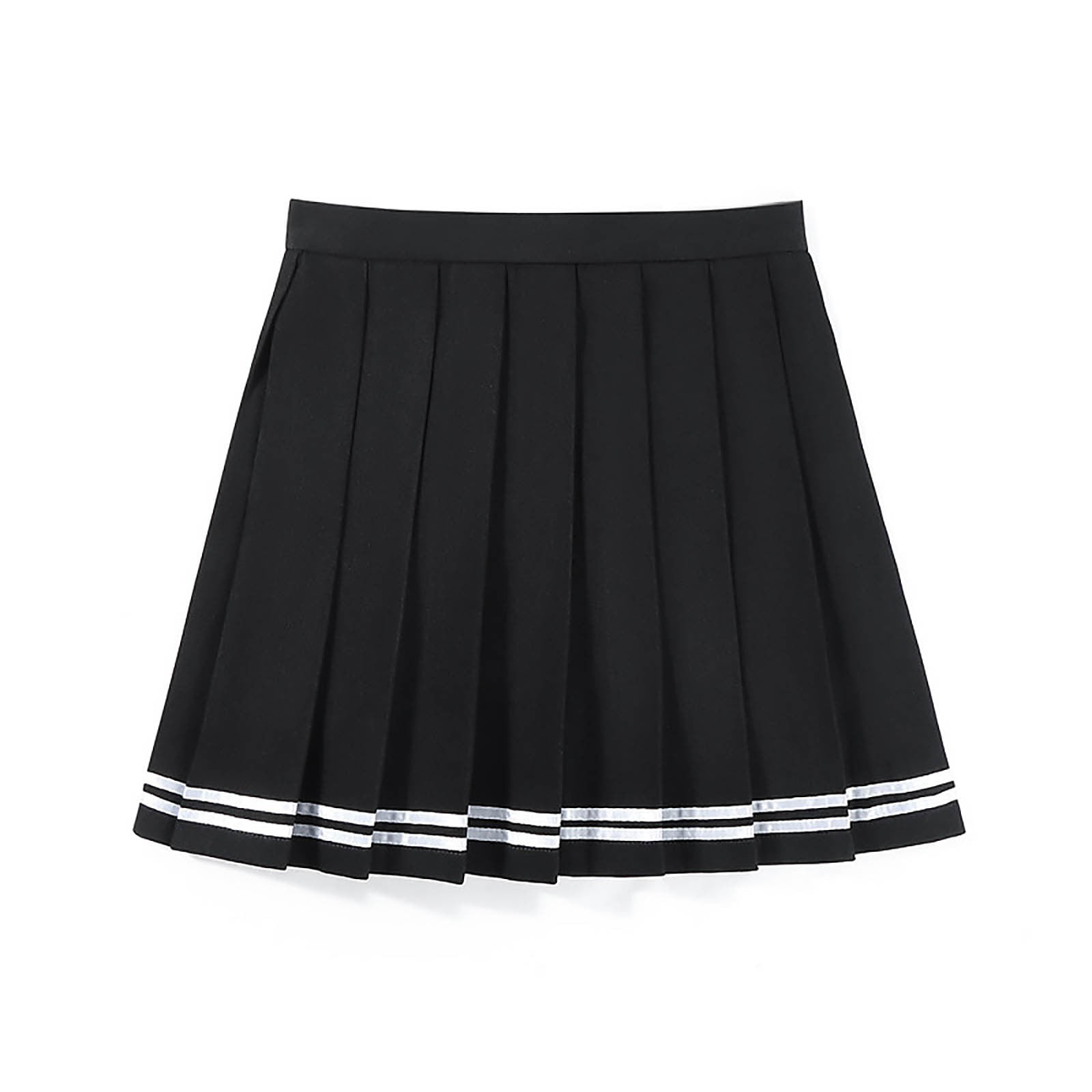Womens Skirts High Waist Pleated Skirt A Line Color Block Mini Skirt ...