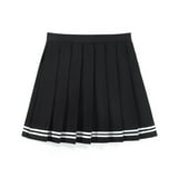Womens Skirts High Waist Pleated Skirt A Line Color Block Mini Skirt ...