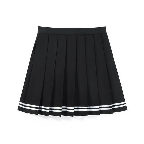 Womens Skirts High Waist Pleated Skirt A Line Color Block Mini Skirt ...