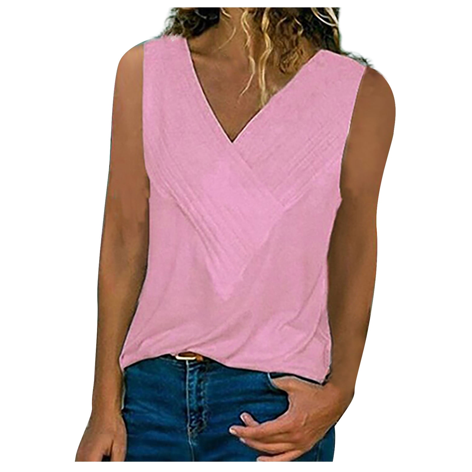 Womens Sleeveless Top Tees Shirts V Neck Casual Summer Tank Tops for ...