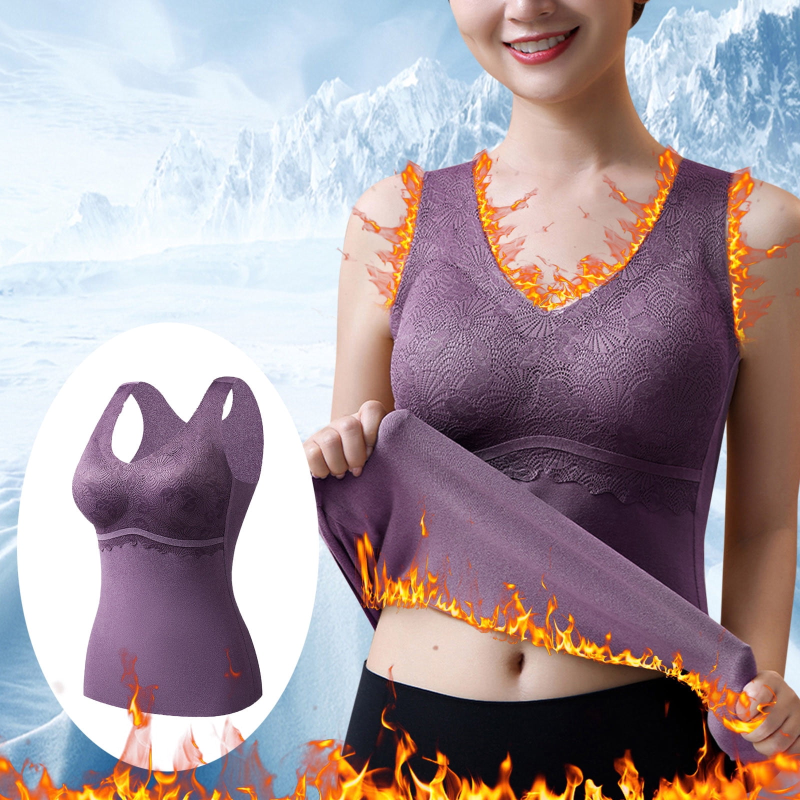 For Womens Slim Fit Tops Sleeveless Thermal Shirts V Neck Vest With ...