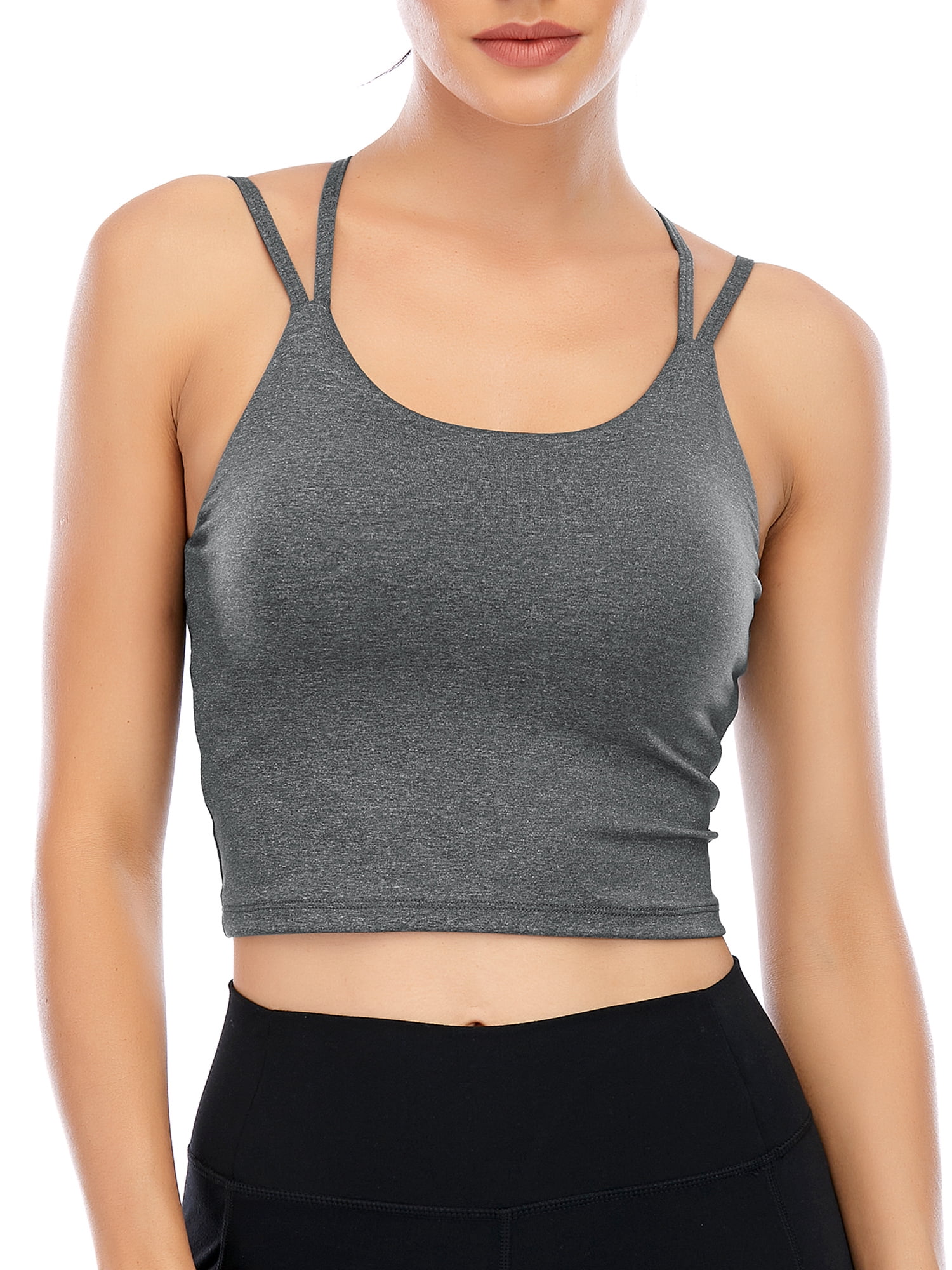 Womens Sling tube top Sports Bra Vest Longline Padded Comfortable Sling ...
