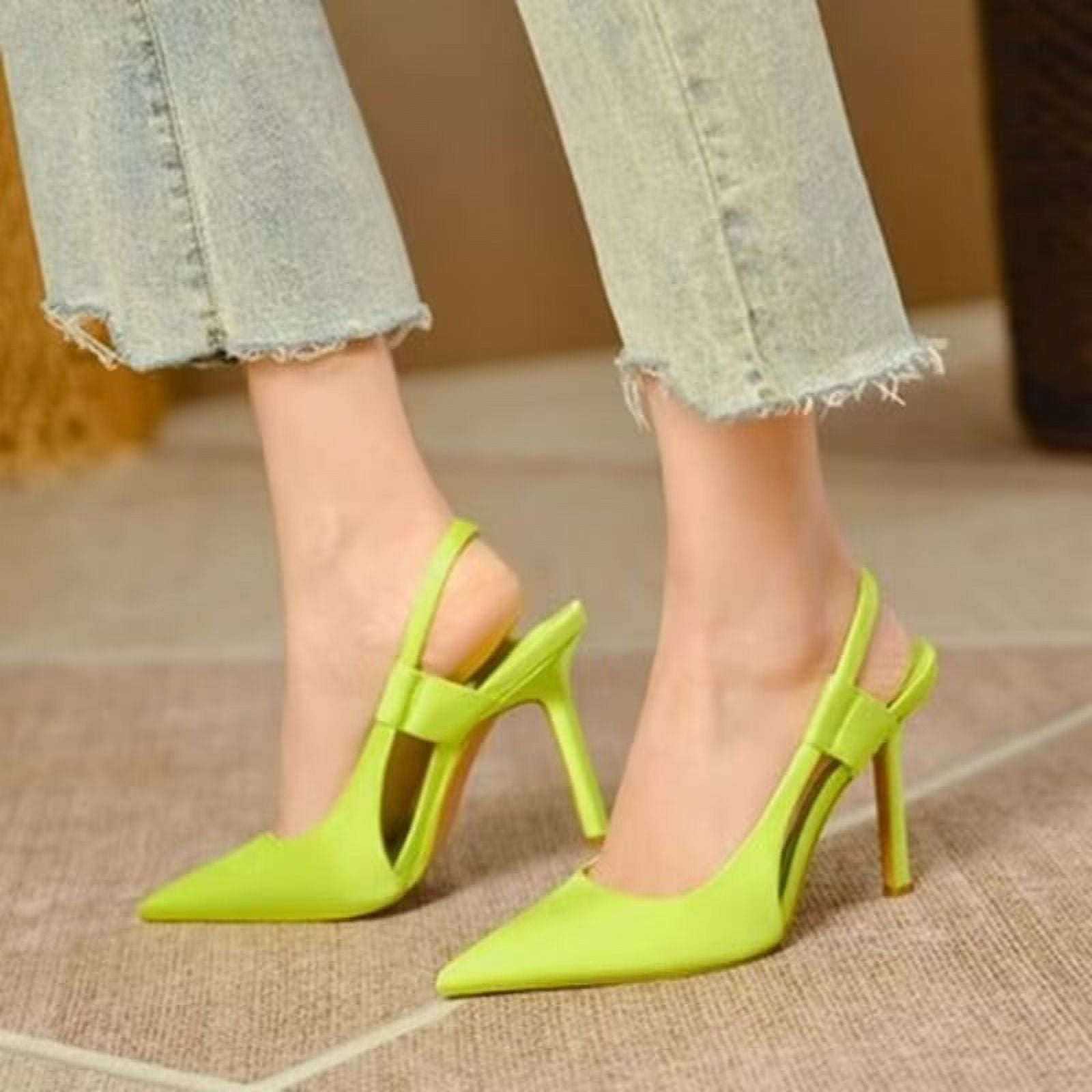 Womens Slingback Solid Color Shoes Stiletto Heel Cut Out Slingback ...