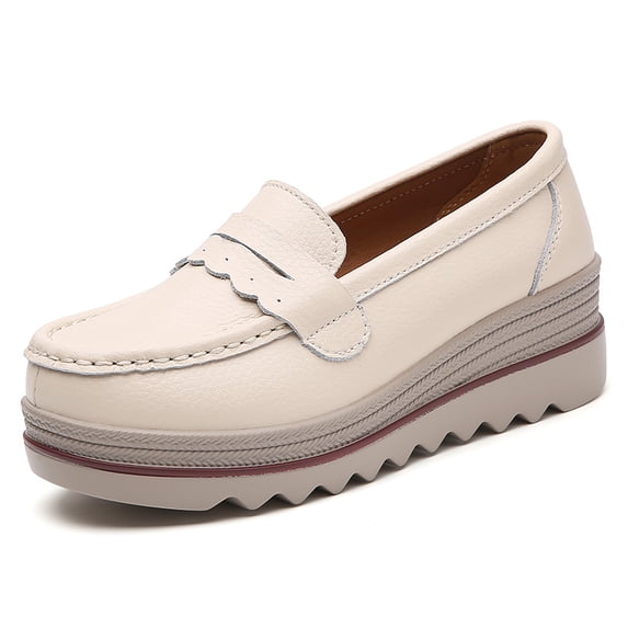Womens Slip on Loafers Comfortable Thick Soft Platform Shoes Business ...