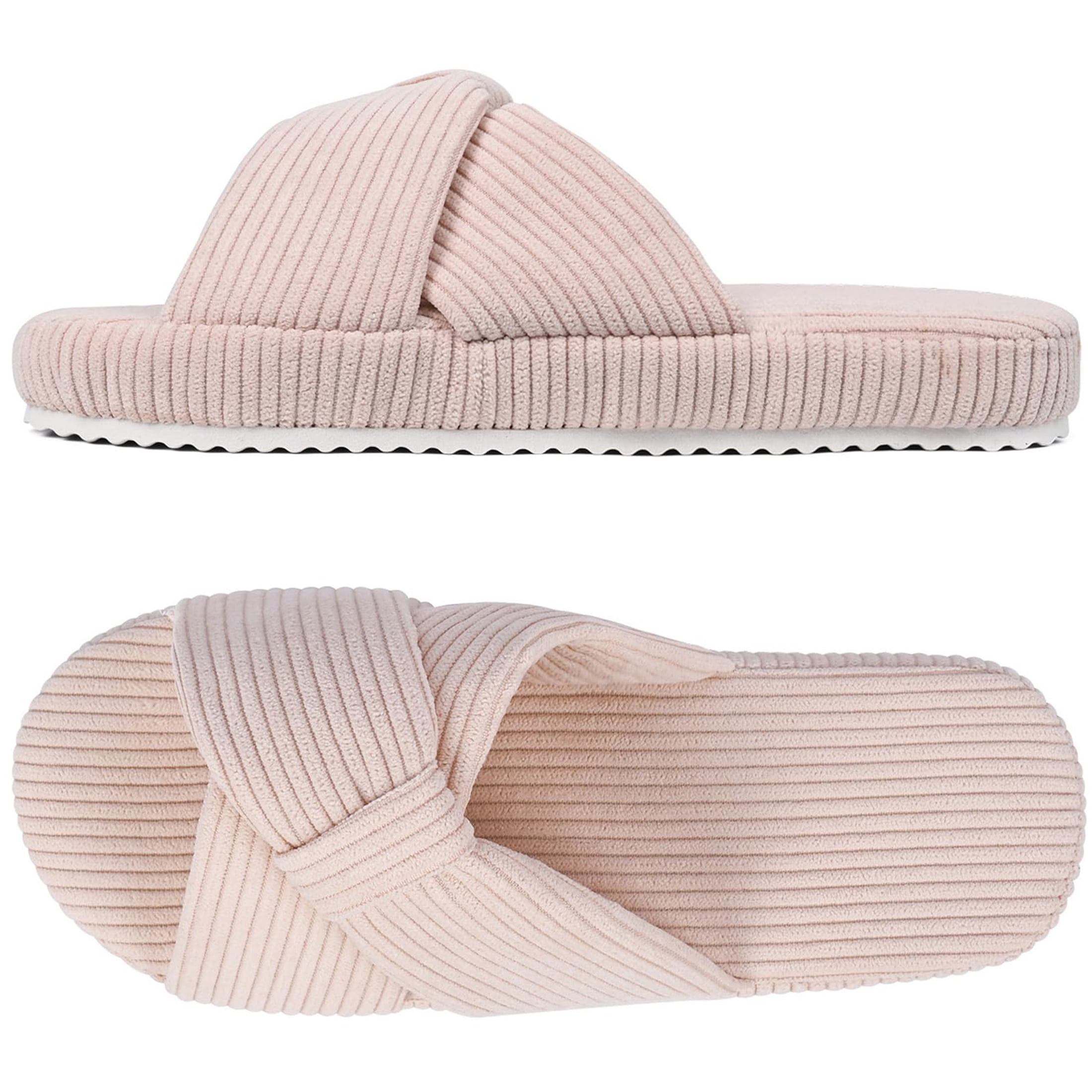 Womens Slippers Memory Foam Open Toe House Fuzzy Slipper for Women ...