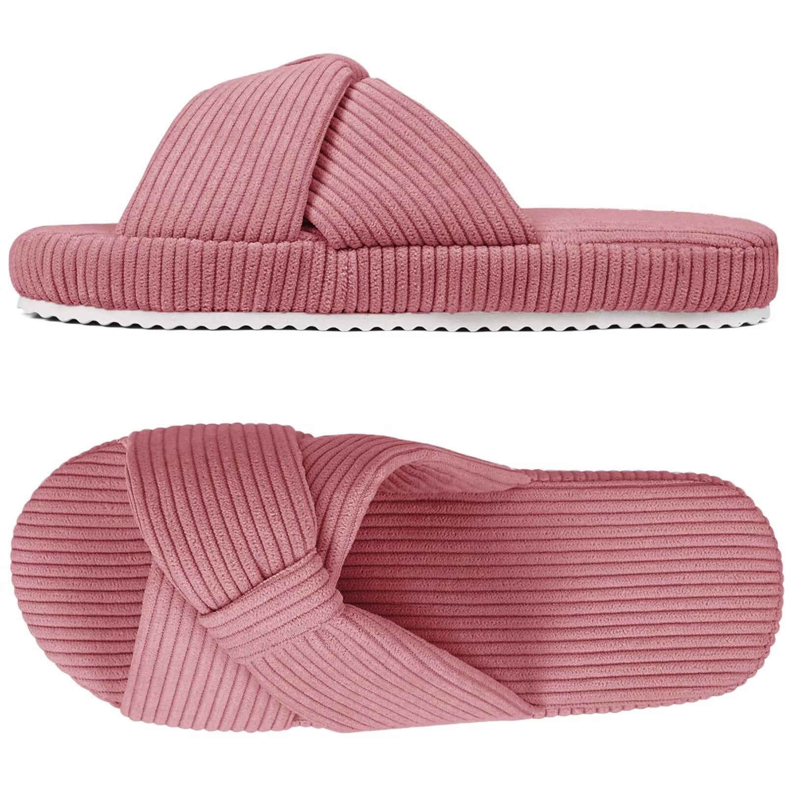 Womens Slippers Memory Foam Open Toe House Fuzzy Slipper for Women ...