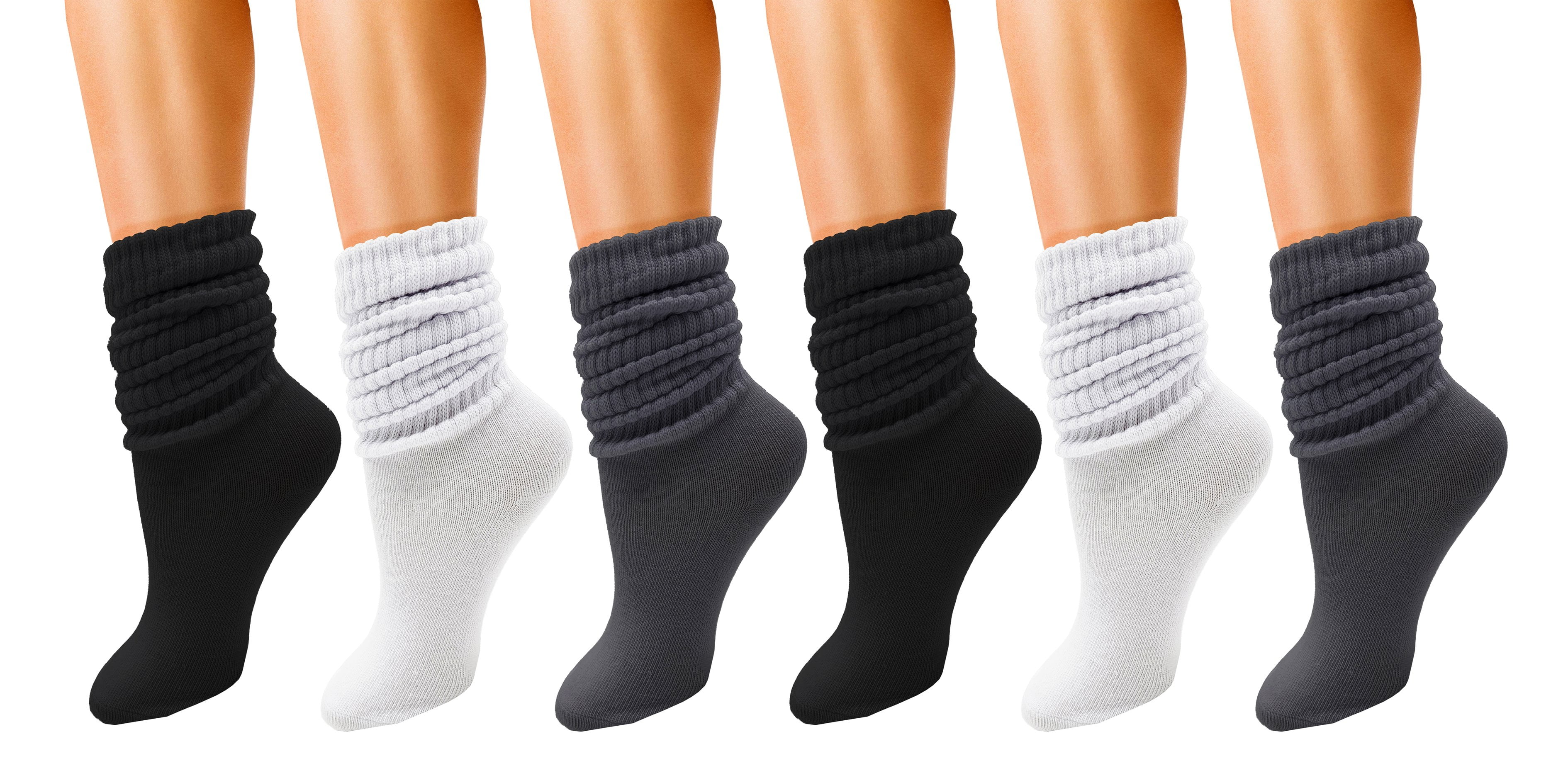 Womens Slouch Socks, 6 Pairs oft Extra Long Scrunch Knee High Sock ...