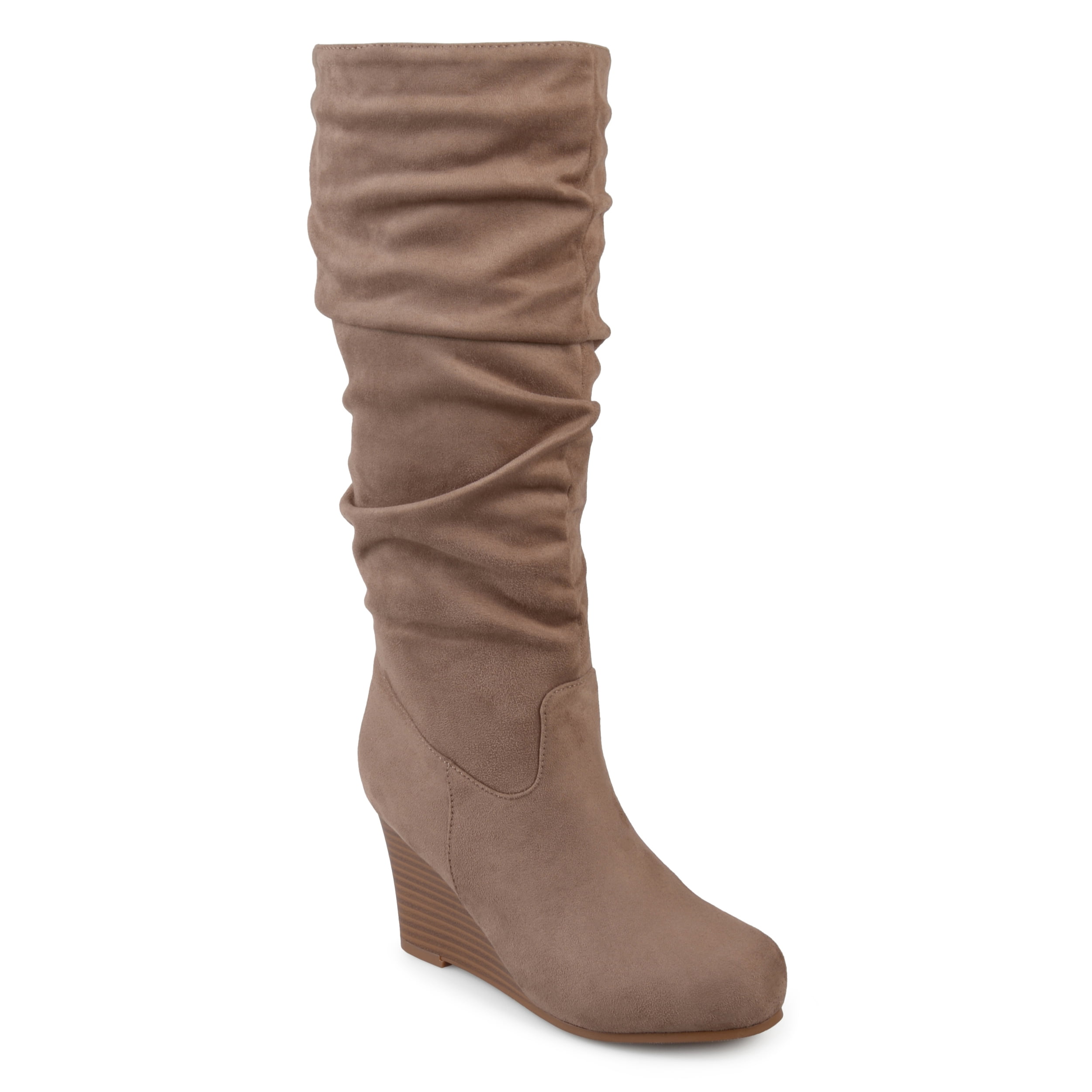 Womens Slouchy Faux Suede Mid-calf Wedge Boots - Walmart.com