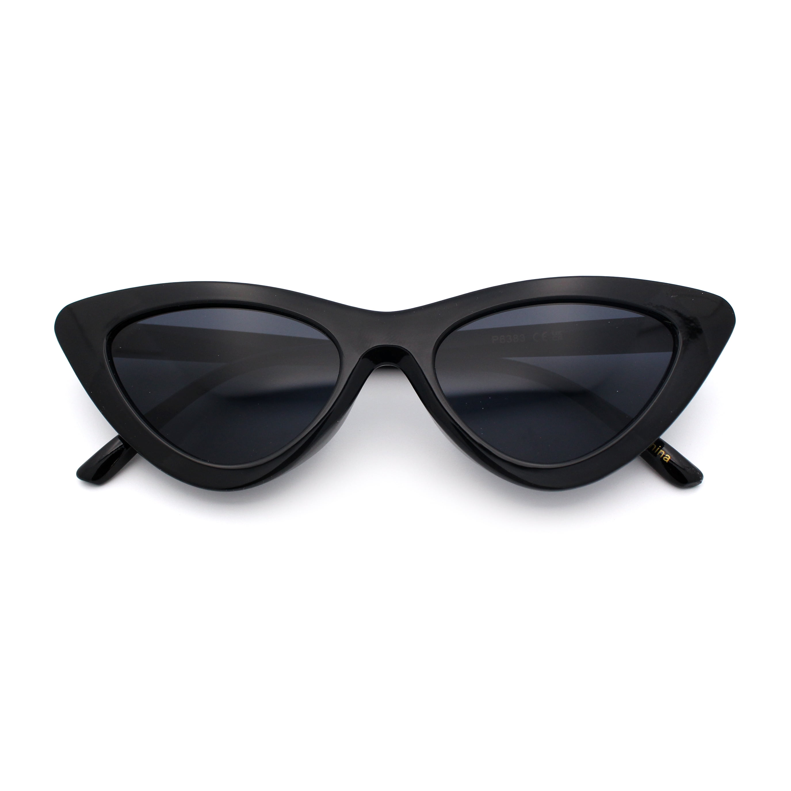 Womens Snug Retro Fit Timeless Cat Eye Plastic Sunglasses All Black ...
