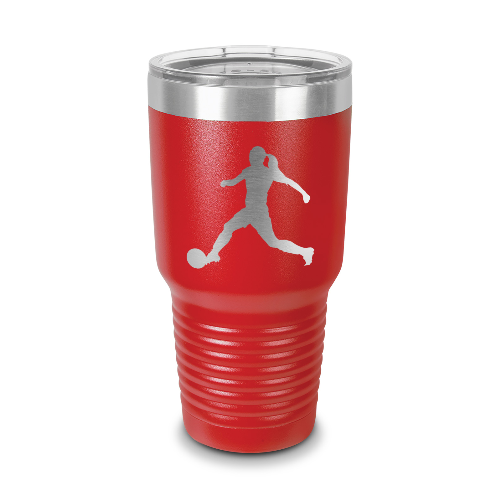 Womens Soccer Tumbler 30 oz - Laser Engraved w/ Clear Lid - Stainless ...