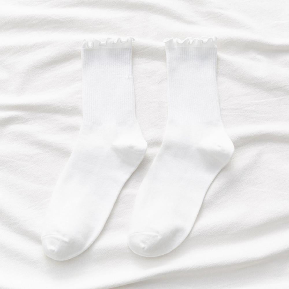 Womens Socks, Ruffle Turn-Cuff Casual Socks Cute Cotton Knit Frilly ...
