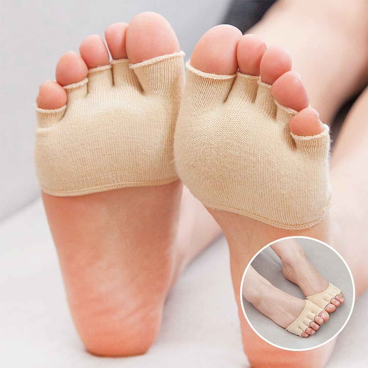 Womens Socks Yoga Half Toe Socks Five Toes Separator Foot Alignment ...