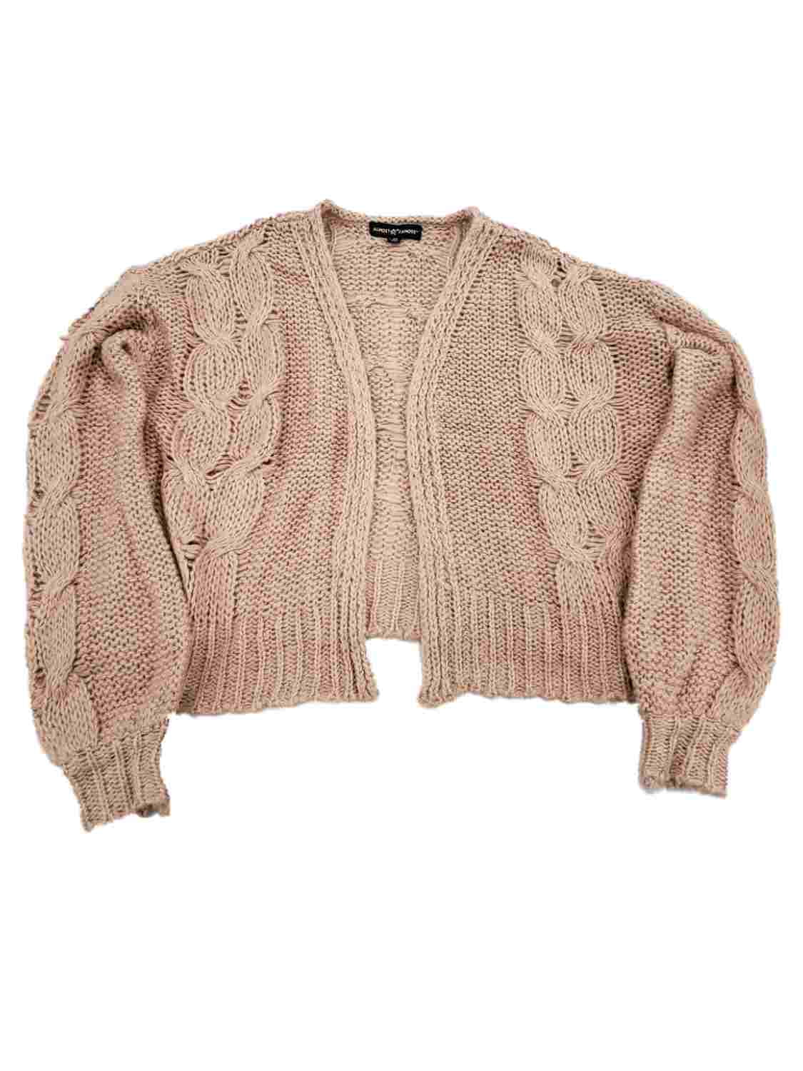 Womens Soft Knit Beige Long Sleeve Short Cardigan Sweater M - Walmart.com