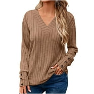 Fantaslook Women's Long Sleeve Crew Neck Tunic Tops with Buttons, Soft ...