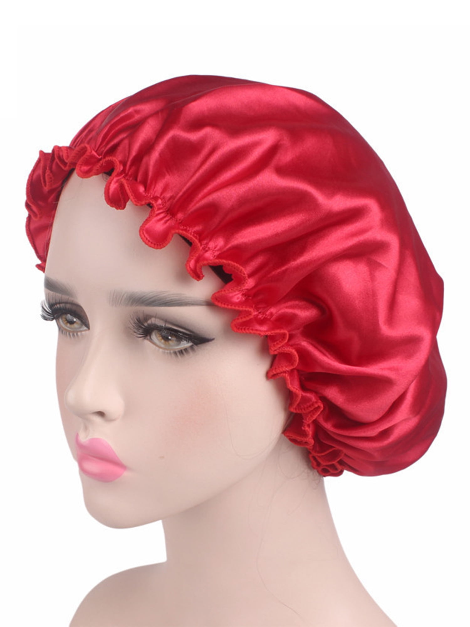 Womens Soft Pure Satin Silk Sleeping Caps Night Sleep Hats Hair Scarves ...