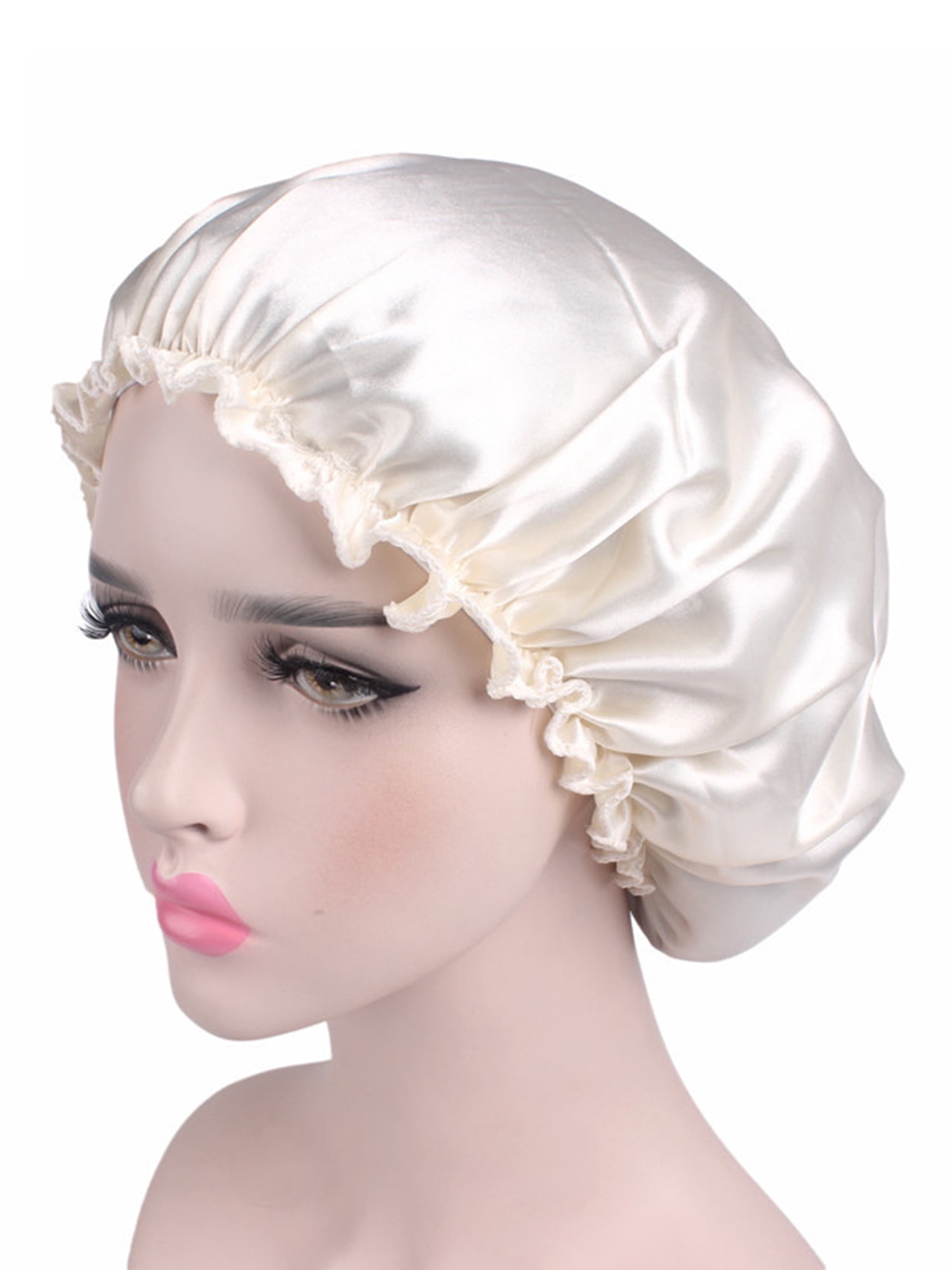 Womens Soft Pure Satin Silk Sleeping Caps Night Sleep Hats Hair Scarves ...