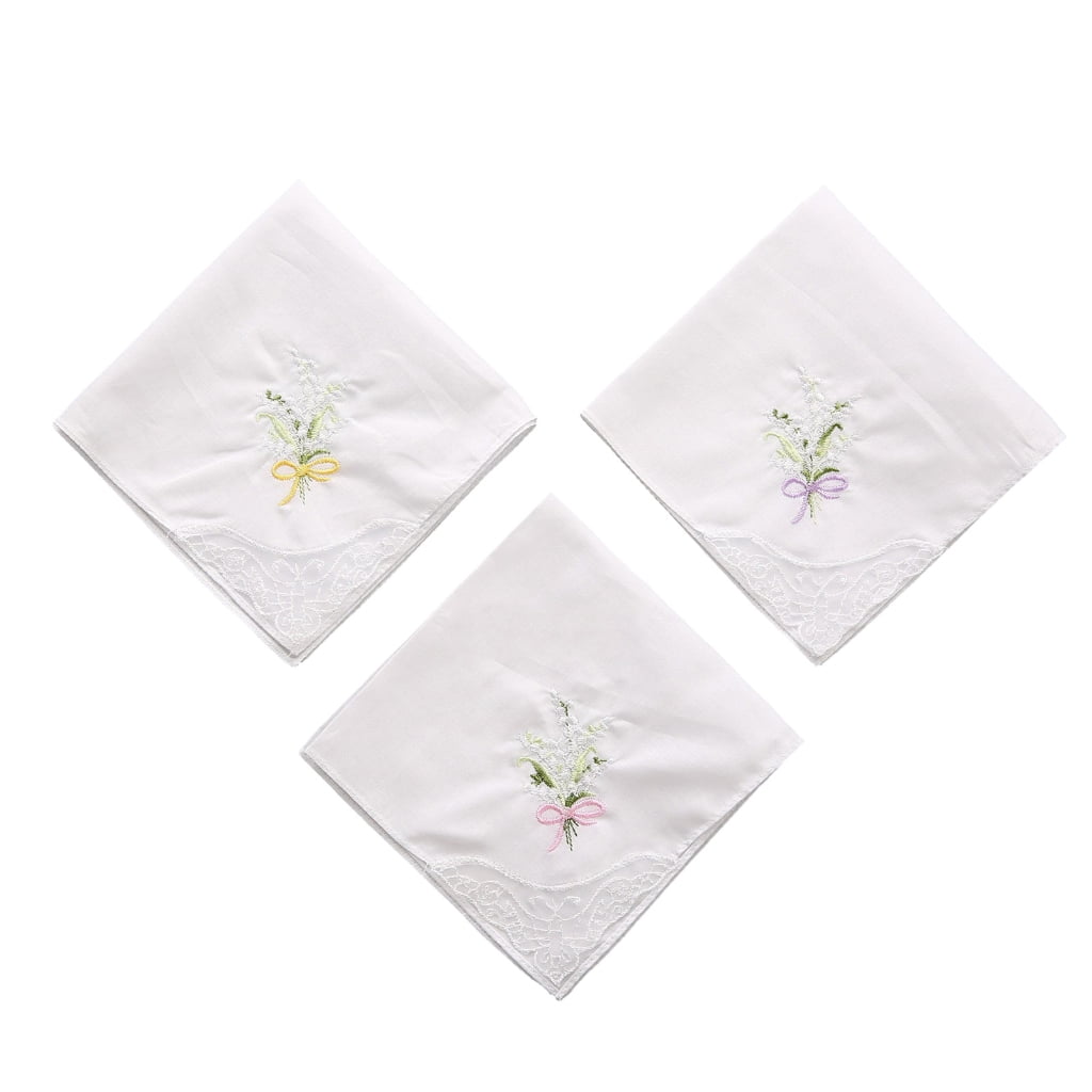 Womens Soft Solid Candy Color Flowers Lace Edging Hankies for Wedding ...