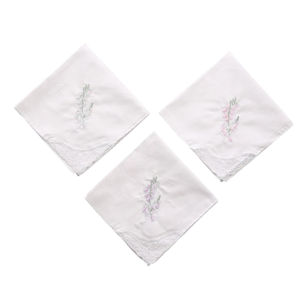 Womens Soft Solid Candy Color Flowers Lace Edging Hankies for Wedding ...