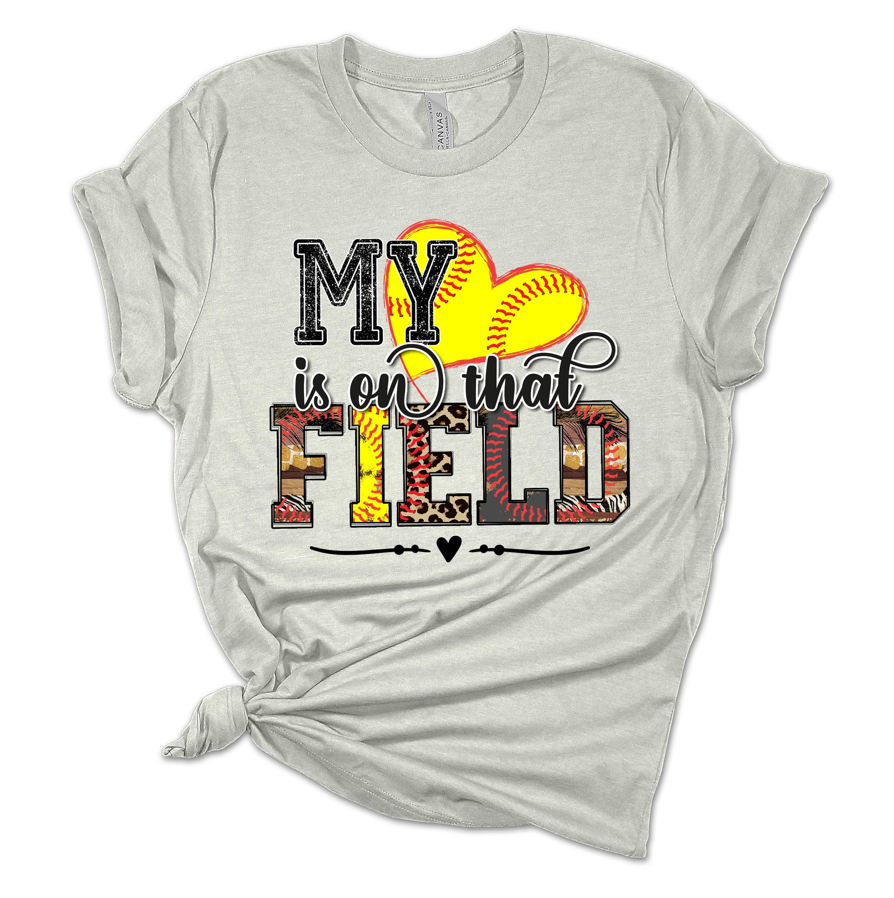 Womens Softball Tshirt My Heart Is On That Field Softball Mom Short ...