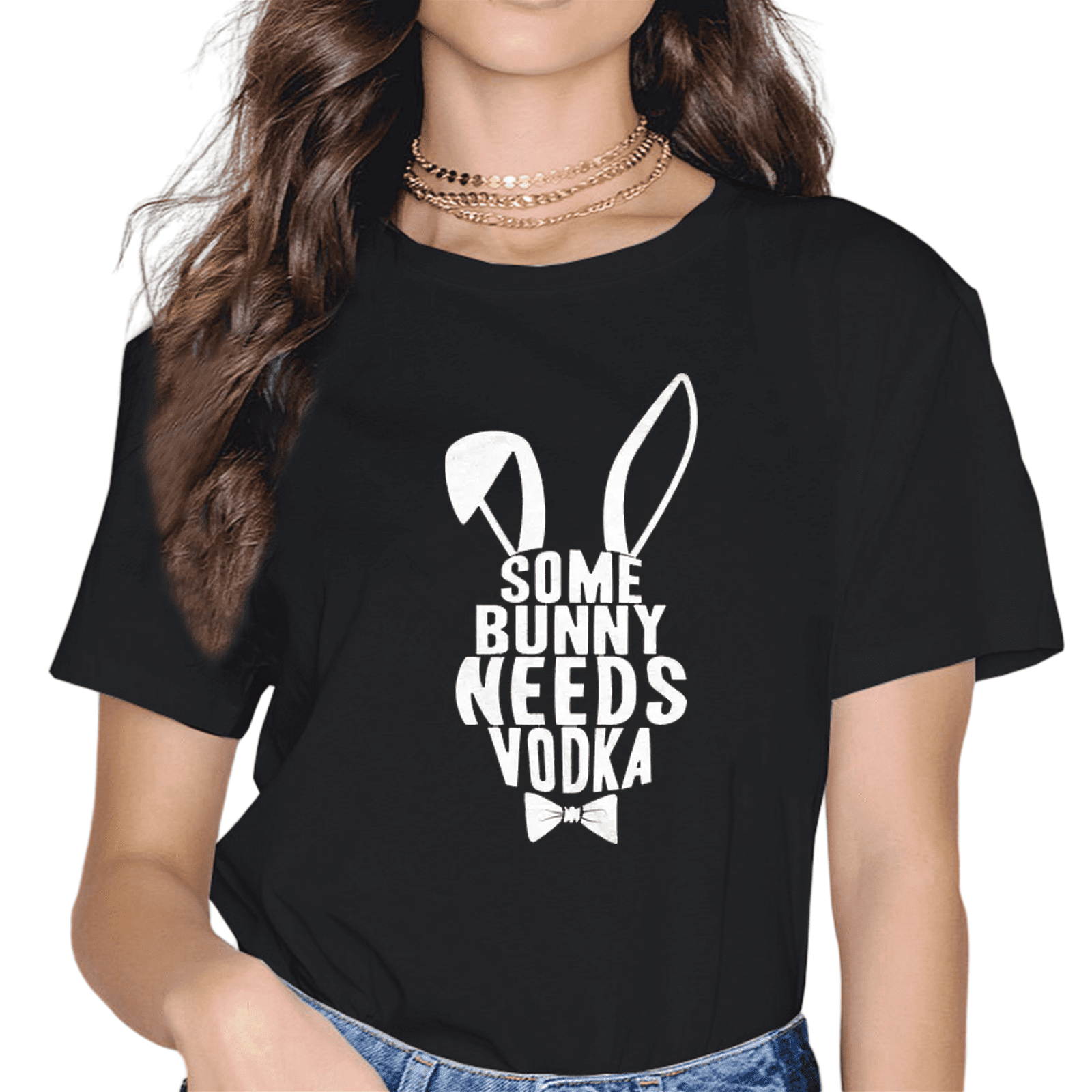 Womens Some Bunny Needs Vodka T Shirt Gift Funny Easter Drinking Tee ...
