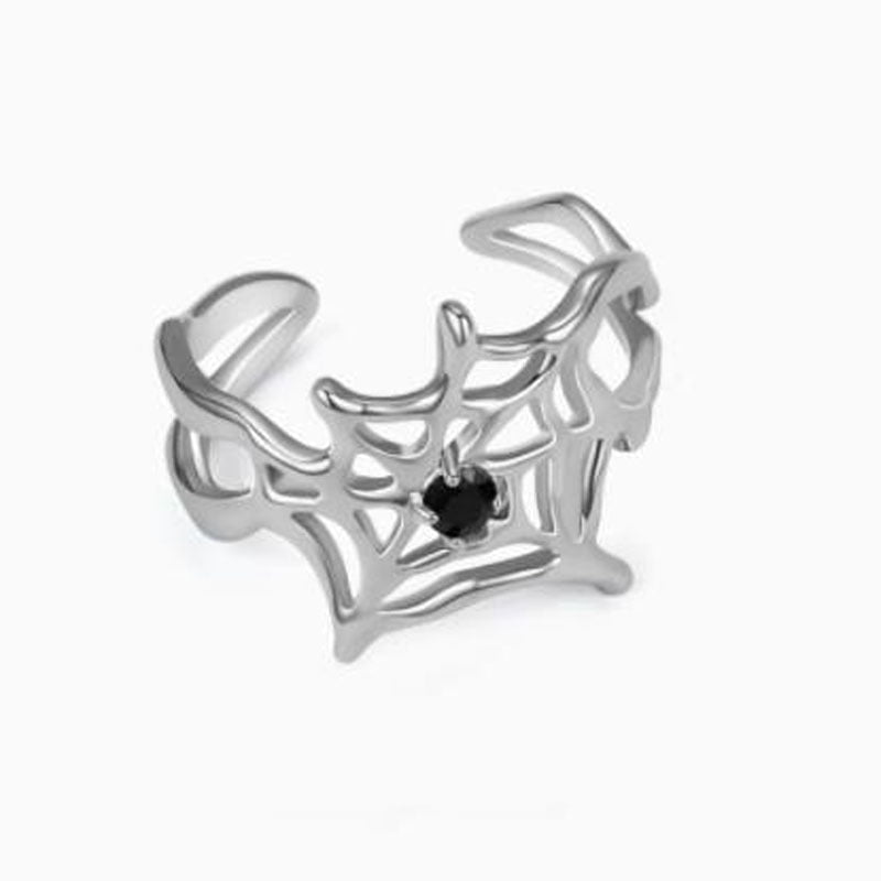 Womens Spider Web Ring Copper Insect Design Inlaid Zircon Adjustable ...