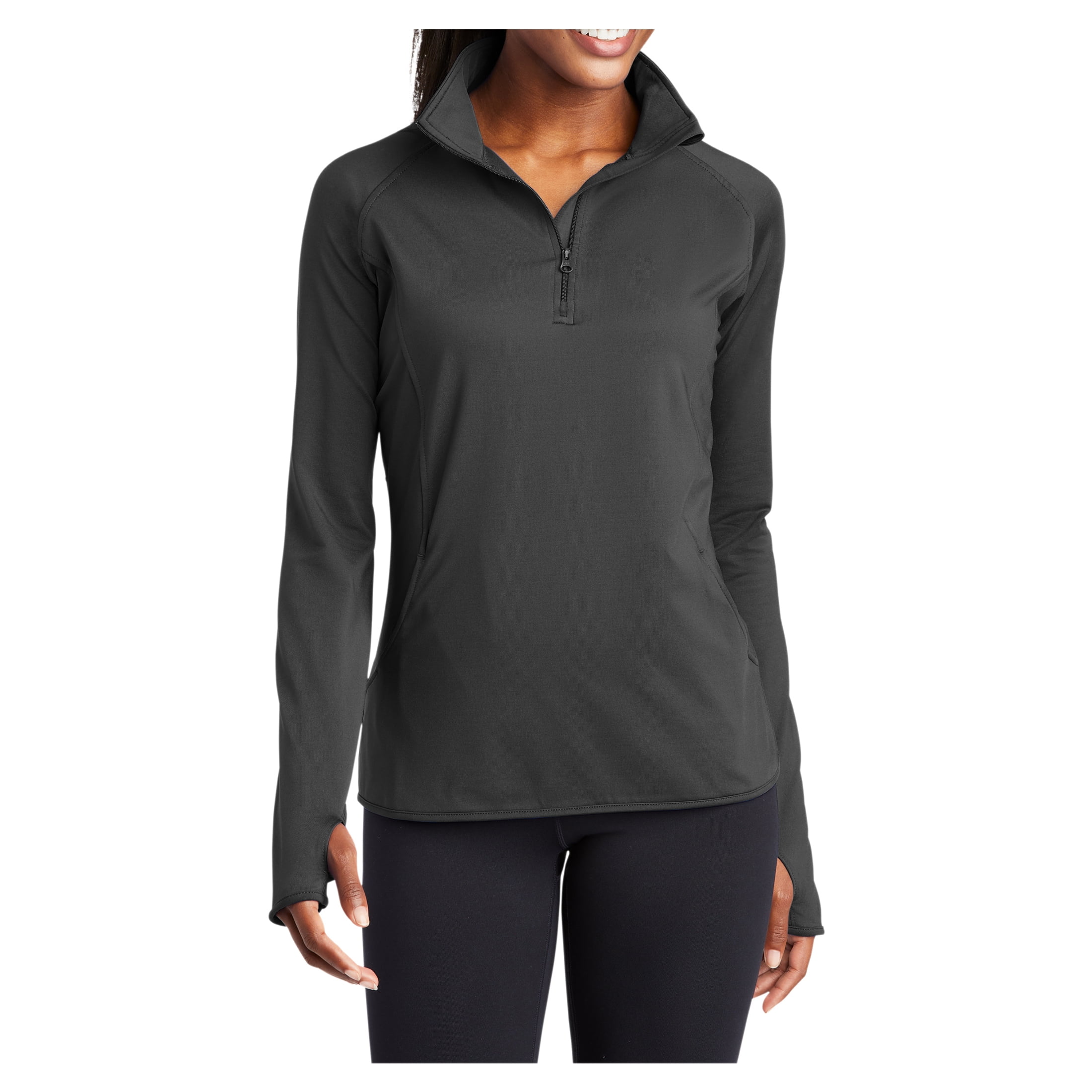 Womens Sport Wick Stretch 1/2 Zip Polyester/Spandex Pullover Charcoal ...