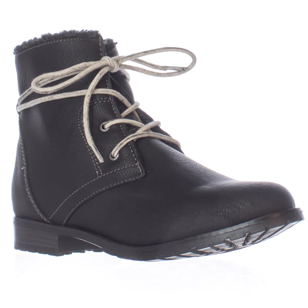 Womens Sporto Jillian Fleece Lined Lace Up Ankle Boots - Black ...