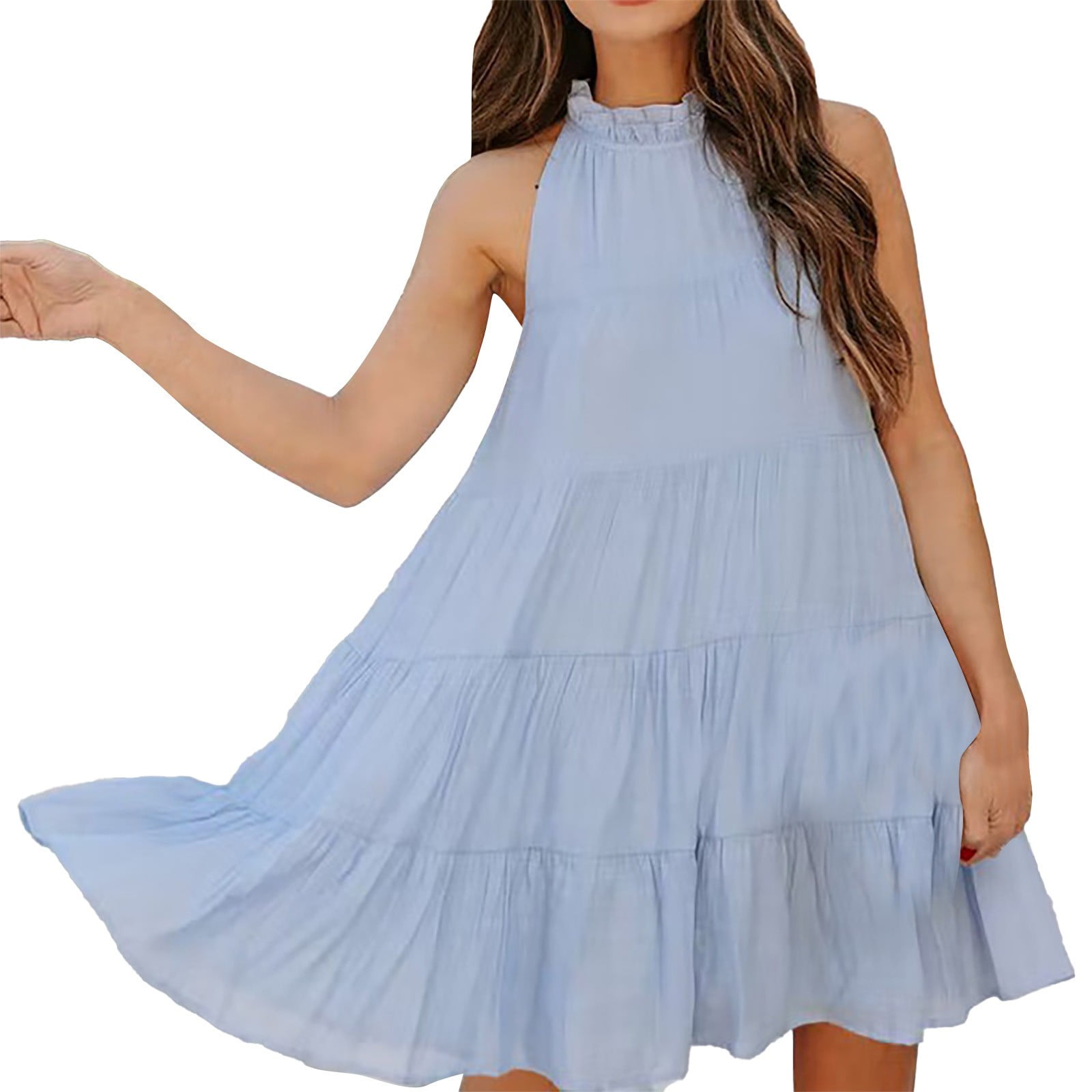 Womens Spring and Summer 2024 Selling Loose Swing Solid Color Dress ...