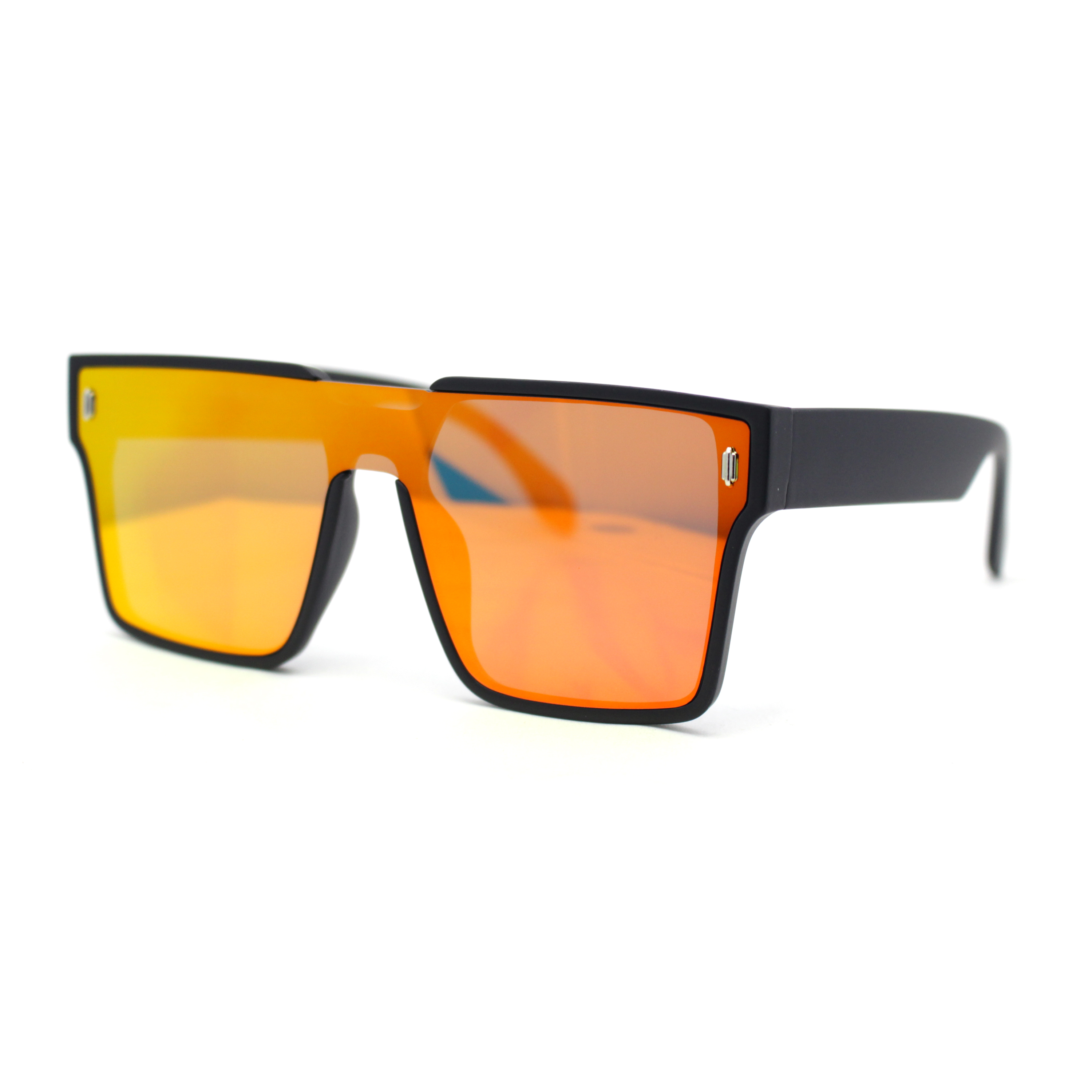 Womens Squared Inset Lens Exposed Lens Bridge Horn Rim Sunglasses Matte ...