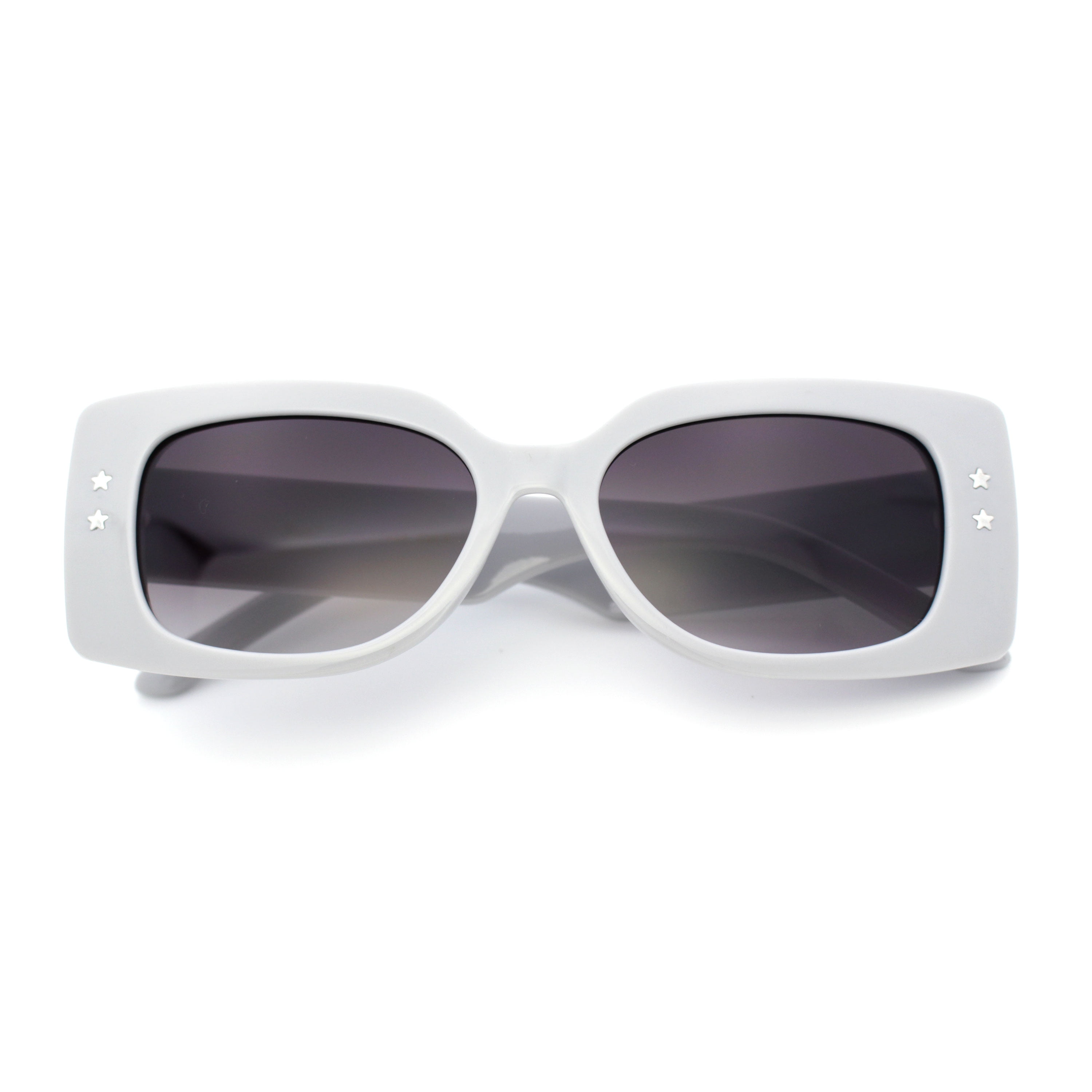 Womens Star Stud Rectangle Mod Thick Temple Plastic Retro Sunglasses ...