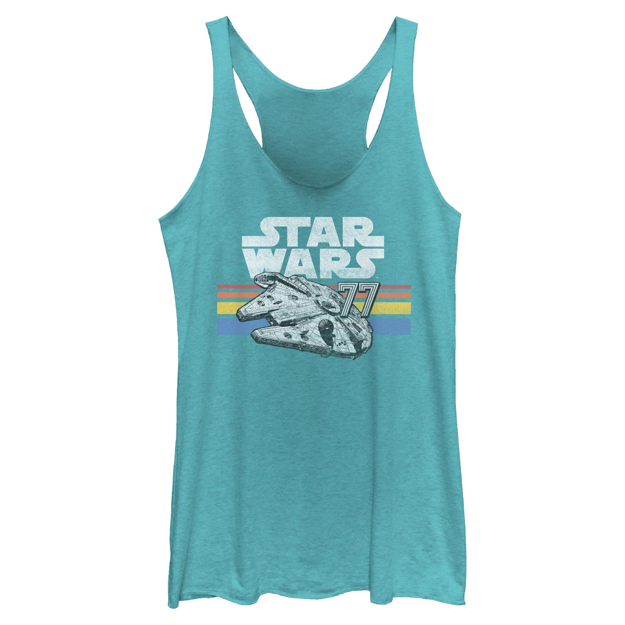 Womens Star Wars Millennium Falcon 77' Vintage Stripes Racerback Tank ...