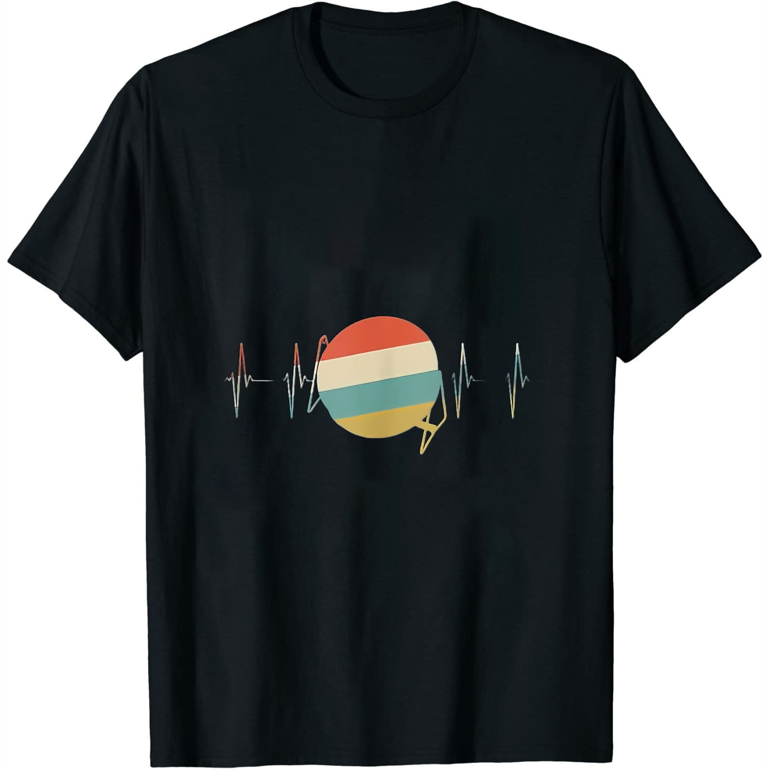 Womens Steel Drum Player Heartbeat Retro ECG EKG T-Shirt Black ...