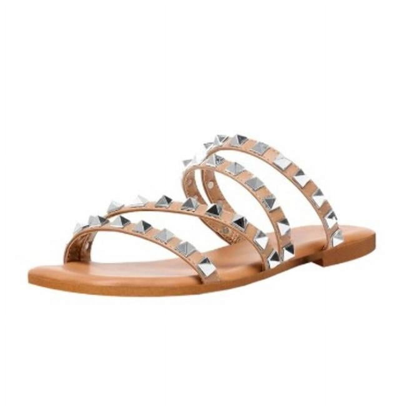 Womens Strappy Sandals with Pyramid Studs, Tan - Size 6-11 - Case of 12 ...