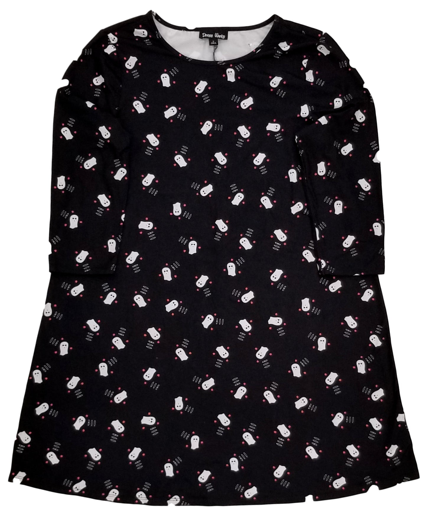 Womens Stretchy Black Halloween Spooky Ghosts Boo Orange Dots October ...