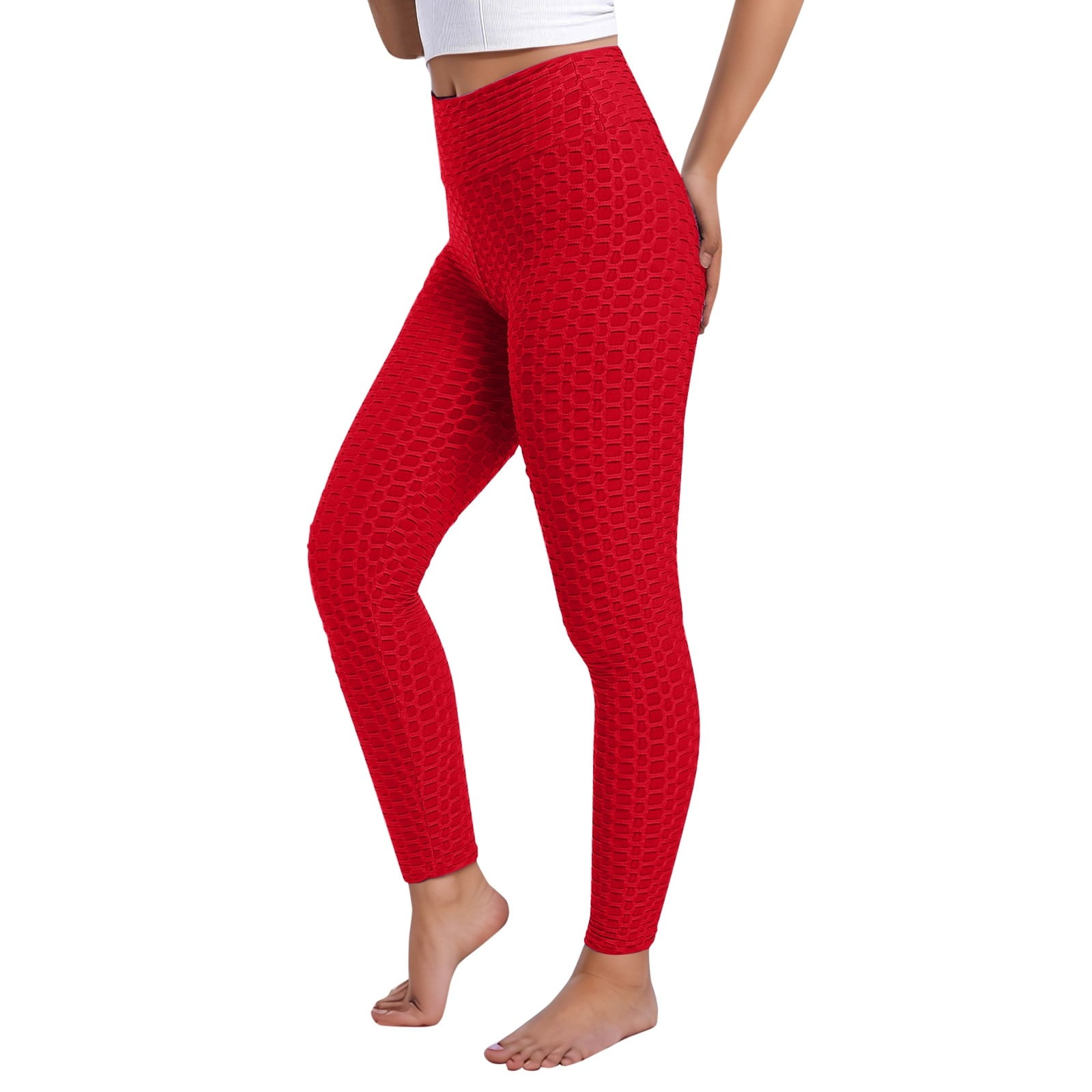 Womens Stretchy Leggings Scrunch Lifting Solid Color High Waisted Long ...