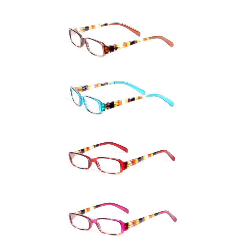 Womens Striped Rectangle Reading Glasses - 4 Pair Pack - Walmart.com