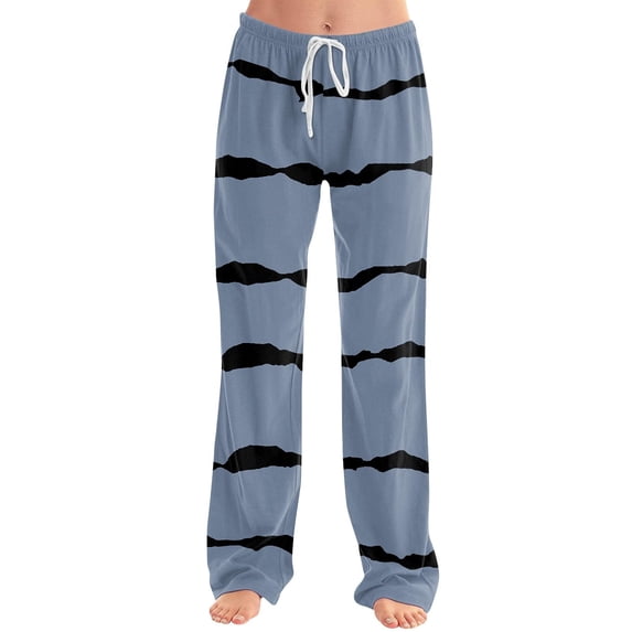 Womens Striped Wide Leg Pants Drawstring Elastic Waist Pajama Pants ...