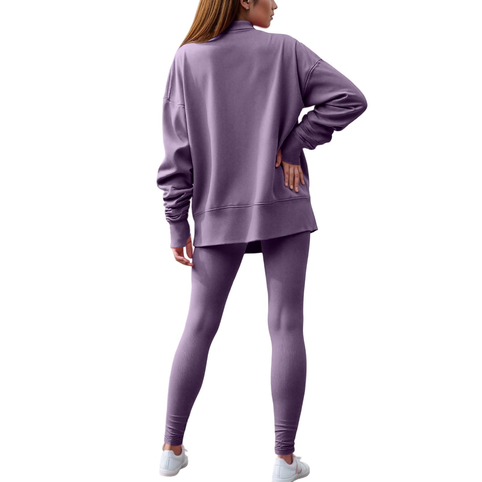 Womens Suits 2 Piece Set Business Women's Casual Trousers Suit 2 Piece Set Loose Top Yoga Pants ...