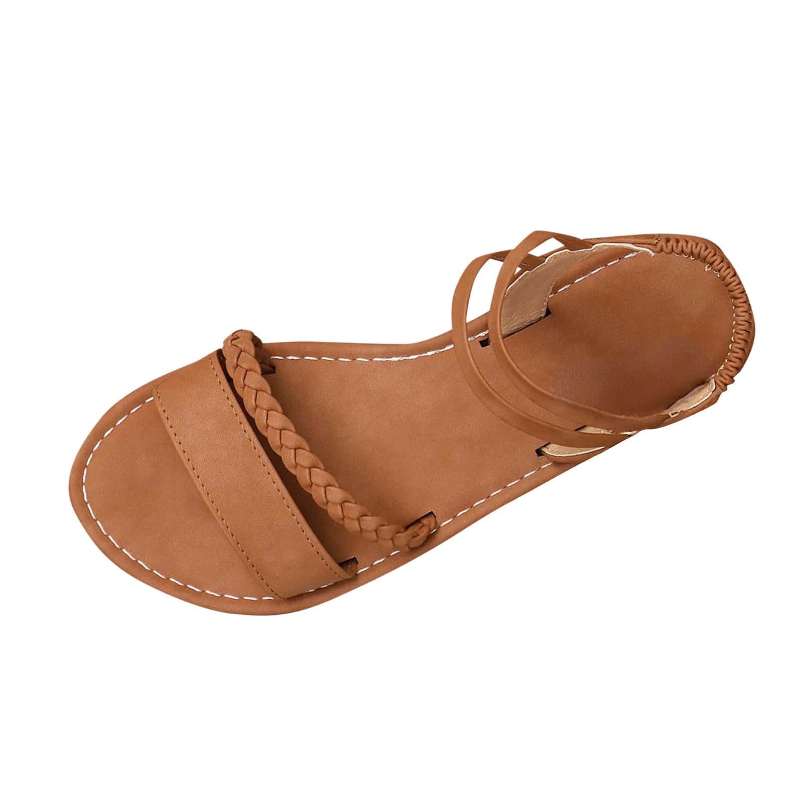 Womens Summer Comfort Flats Sandals- Wide Width Flat Beach Open Toe ...