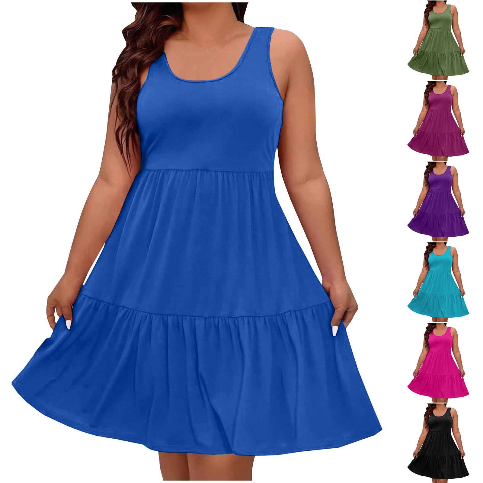 Womens Summer Dress 2026 Plus Size Fashion Summer Casual Round-Neck ...