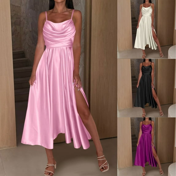 Womens Summer Dresses 2026 Fashion Summer Solid Sleeveless Pleated ...