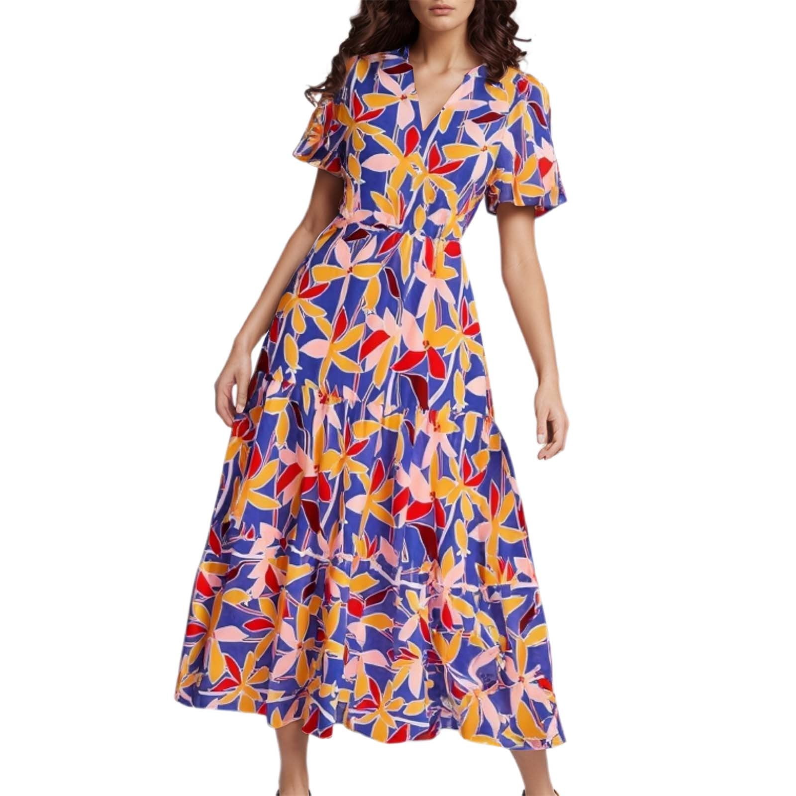 Womens Summer Dresses Minimalist Style Trendy Elegant Floral Puff ...