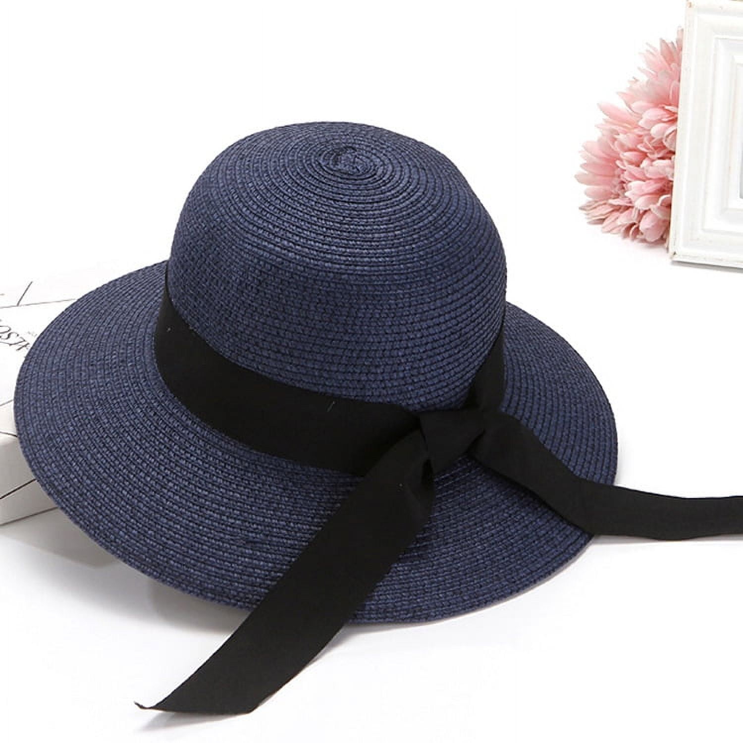Womens Summer Hats Floppy Wide Brim Sun Hat Ladies Straw Hat with UV ...