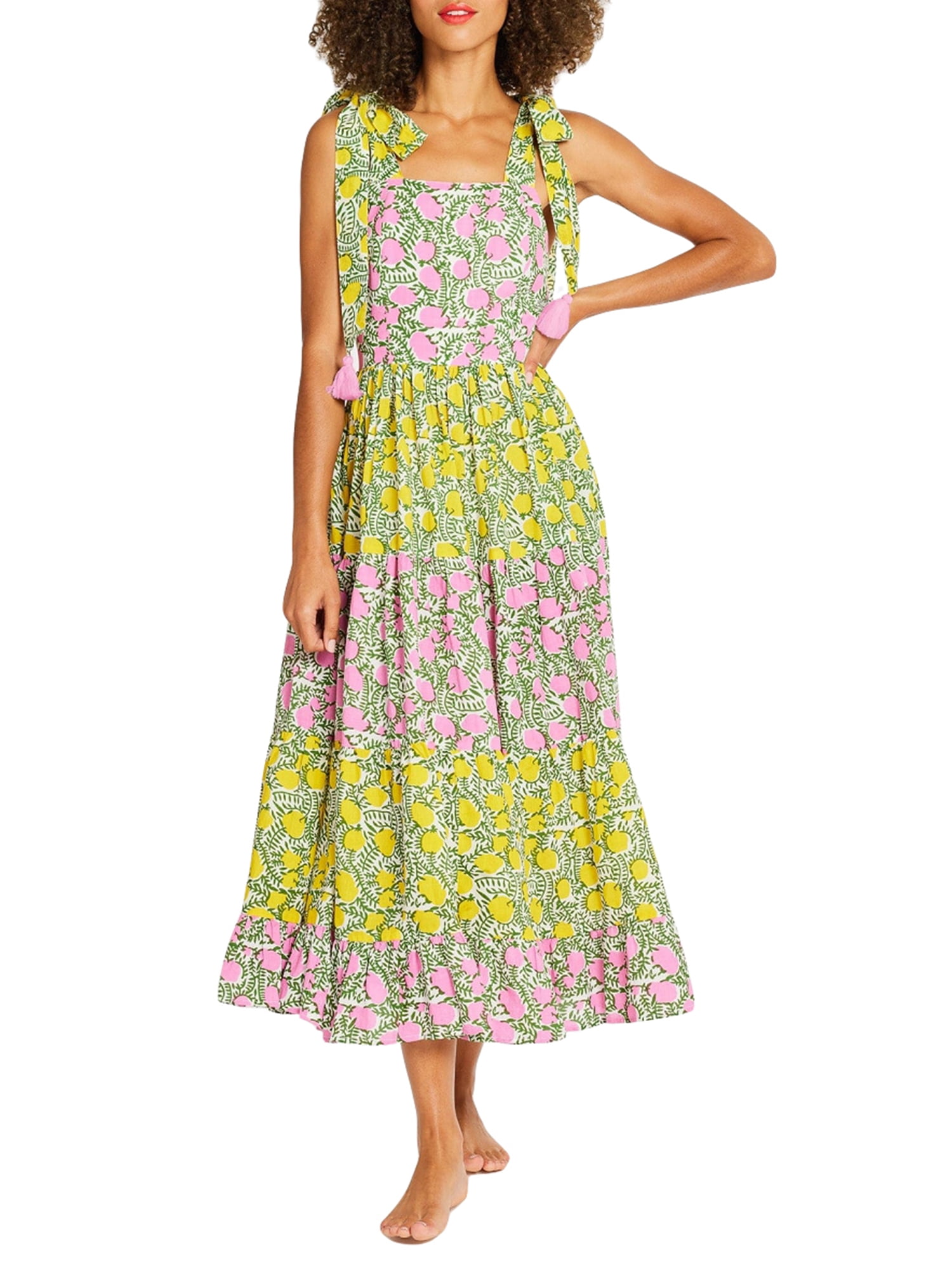 Womens Summer Sleeveless Spaghetti Tie Strap Long Floral Maxi Dress ...